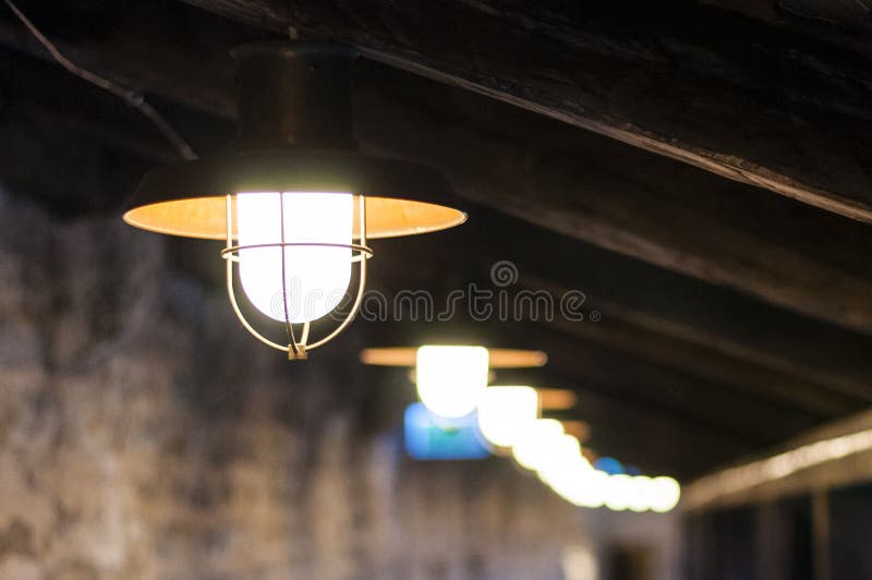 A Row of Classic Ceiling Lanterns in Perspective View Stock Image ...