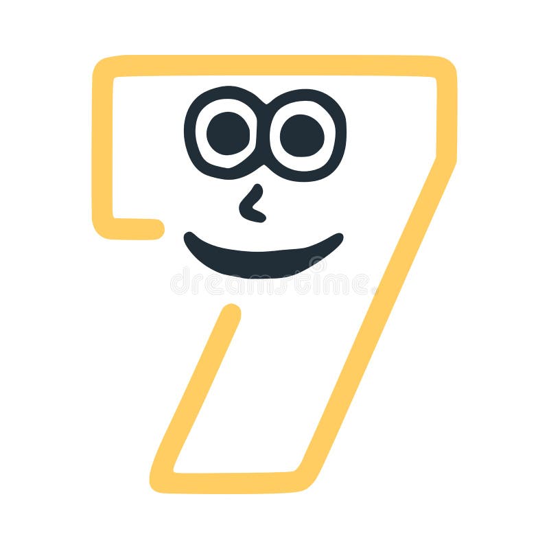 Number 7 Happy Eccentric Smiling Character Stock Vector - Illustration ...