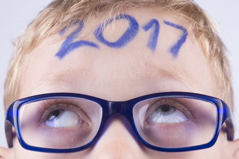 2017, Number on the Head of Young Boy Stock Photo - Image of forehead ...