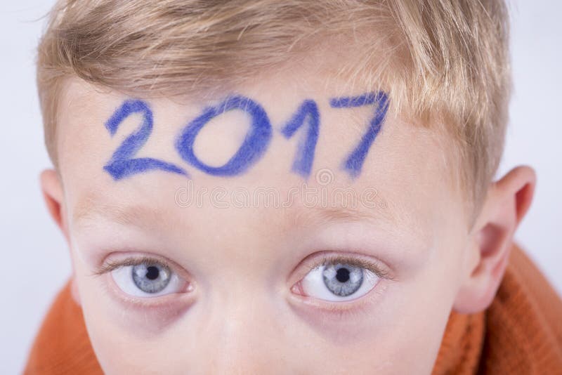 2017, Number on the Head of Young Boy Stock Photo - Image of face, head ...