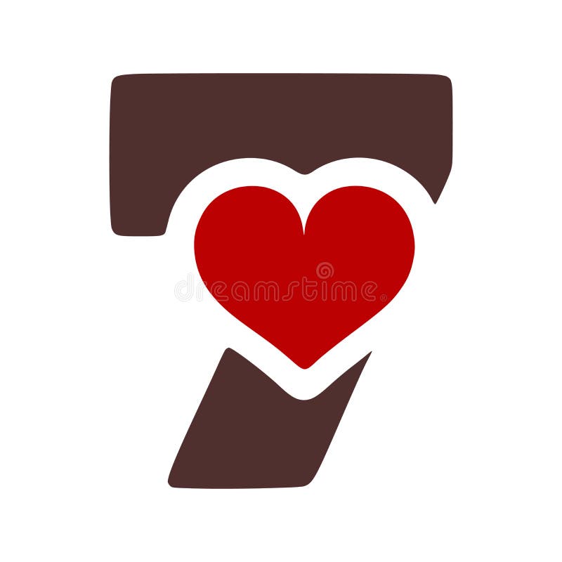 Number 7 with Heart Symbol Doodle Icon Stock Vector - Illustration of ...