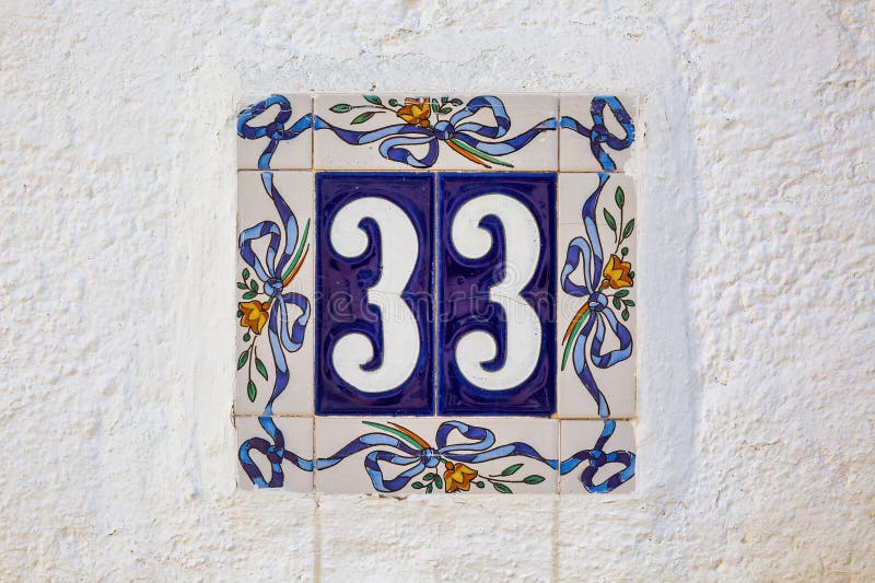 Number 33 House Tile on Wall Stock Image - Image of ceramic, entryway ...