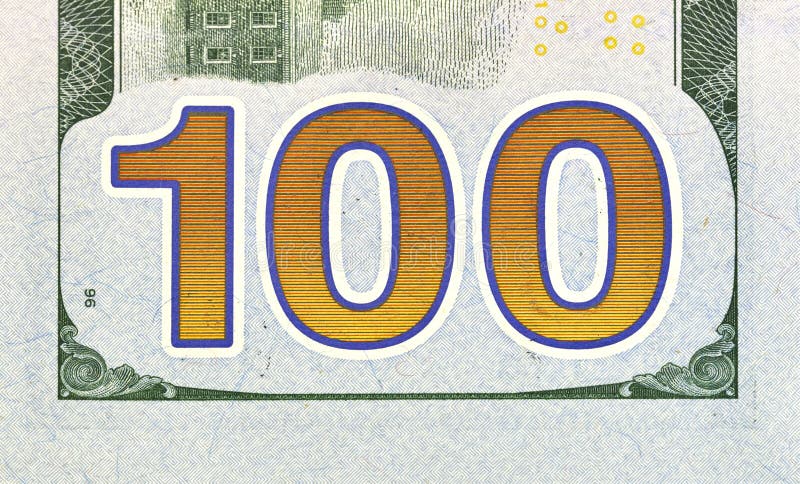 Number 100. Hundred Dollars Bill Fragment Stock Image - Image of dollar ...