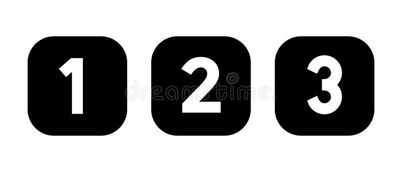 123 Number Icon on Black Square Stock Vector - Illustration of learn ...
