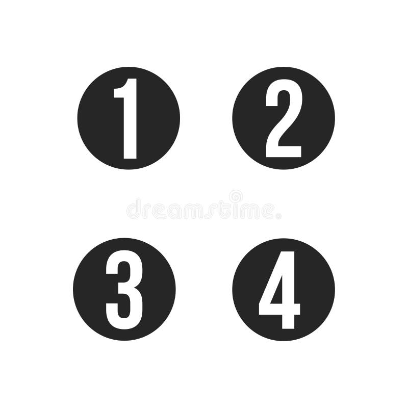 1234 Number Icon Black and White on White Background Stock Illustration ...