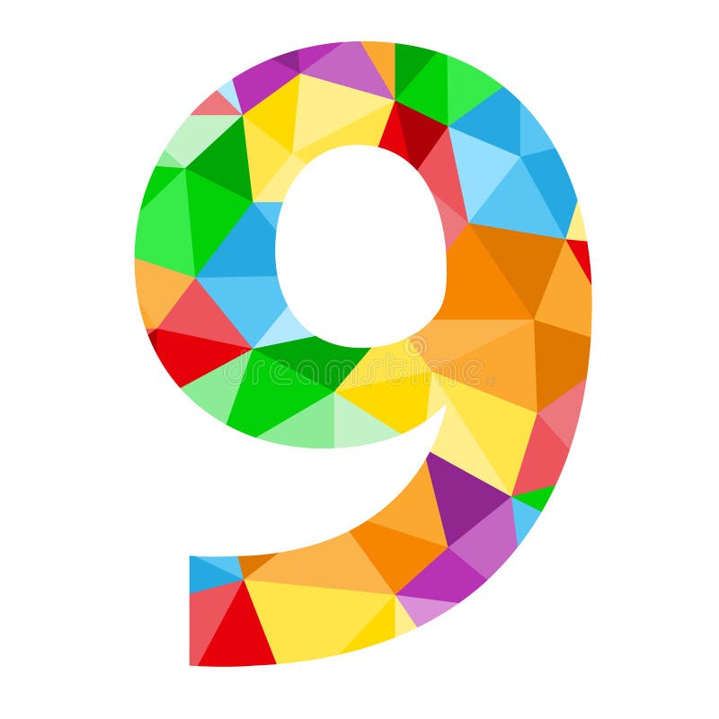 Number 9 Icon with Colorful Polygon Pattern Stock Vector - Illustration ...