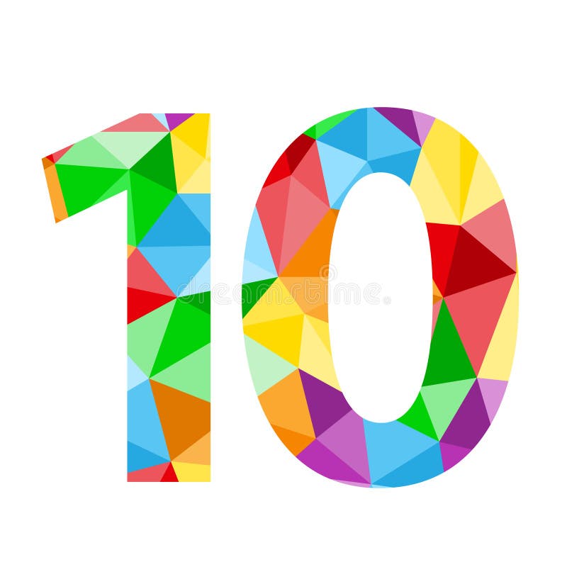Number 10 Icon with Colorful Polygon Pattern Stock Vector ...