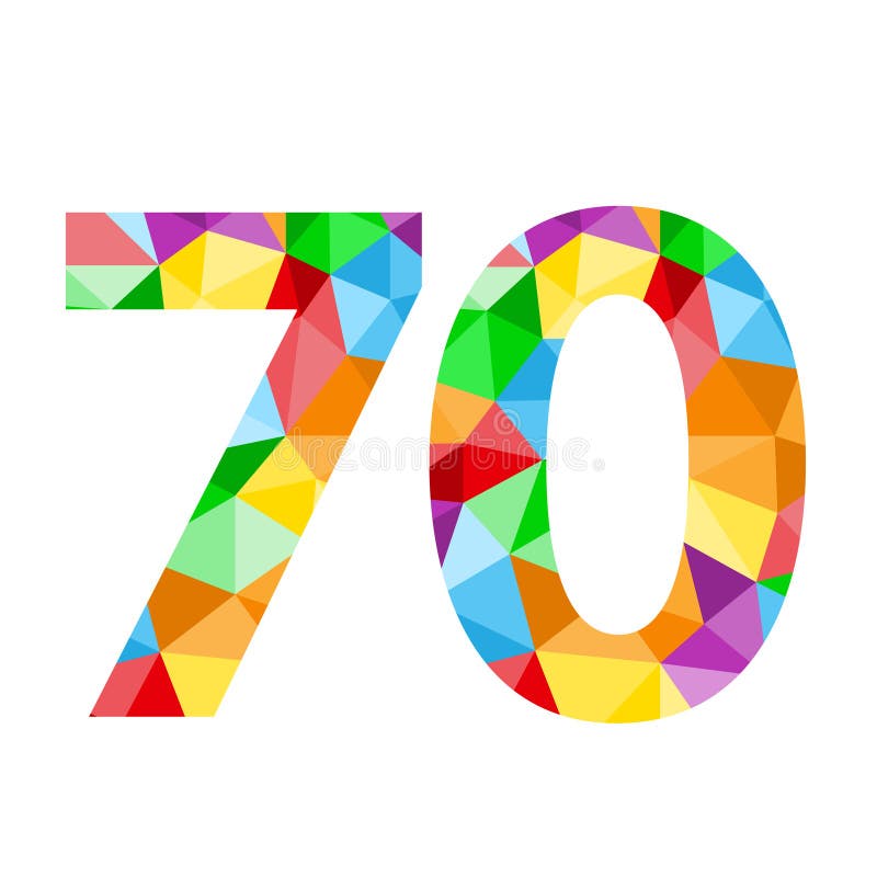 Number 70 Icon with Colorful Polygon Pattern Stock Vector ...