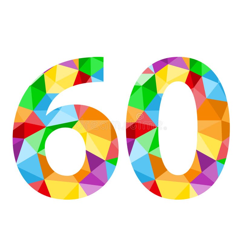 Number 60 Icon with Colorful Polygon Pattern Stock Vector ...