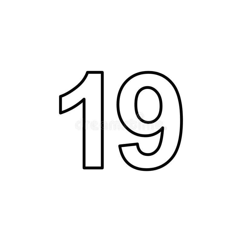 Number 19 Icon Flat Logo Isolated Symbol Stock Vector - Illustration of ...
