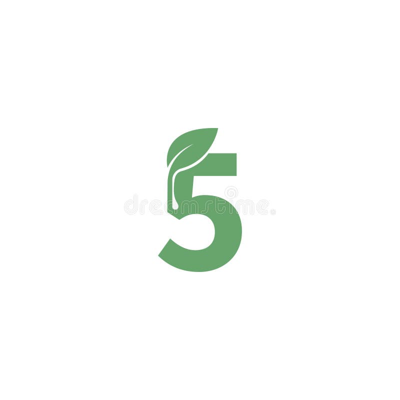 Number 5 Icon Leaf Design Concept Template Stock Vector - Illustration ...