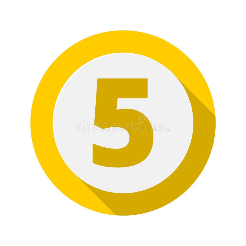 Number 5 Icon with Long Shadow Stock Vector - Illustration of ...