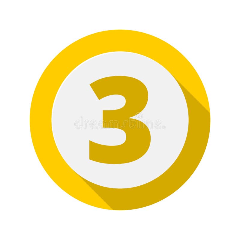 Number 3 Icon with Long Shadow Stock Vector - Illustration of equal ...
