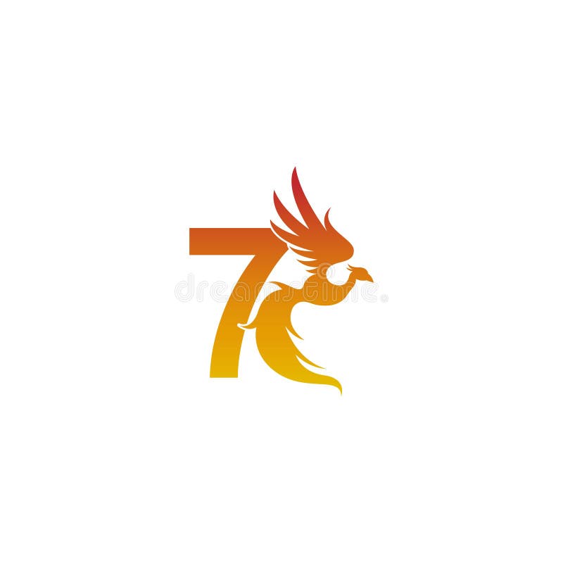 Number 7 Icon with Phoenix Logo Design Template Stock Illustration ...
