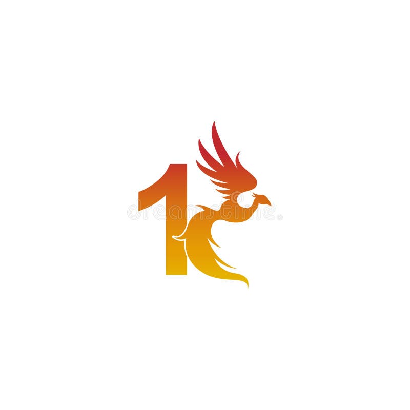Number 1 Icon with Phoenix Logo Design Template Stock Illustration ...