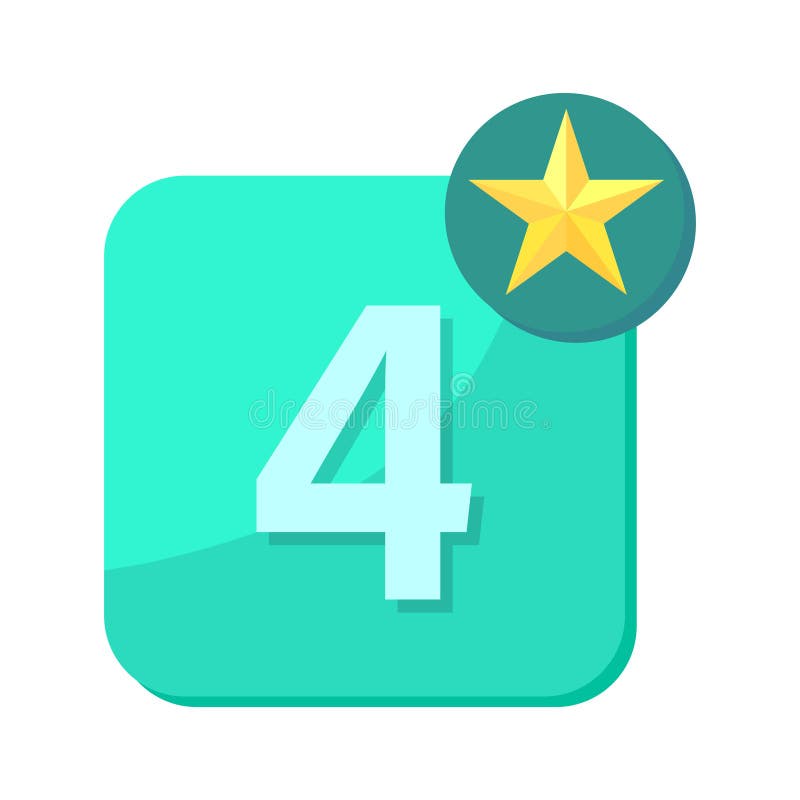 Number 4 Icon. Ranking Symbol. Turquoise Gradient Square. Star Rating ...