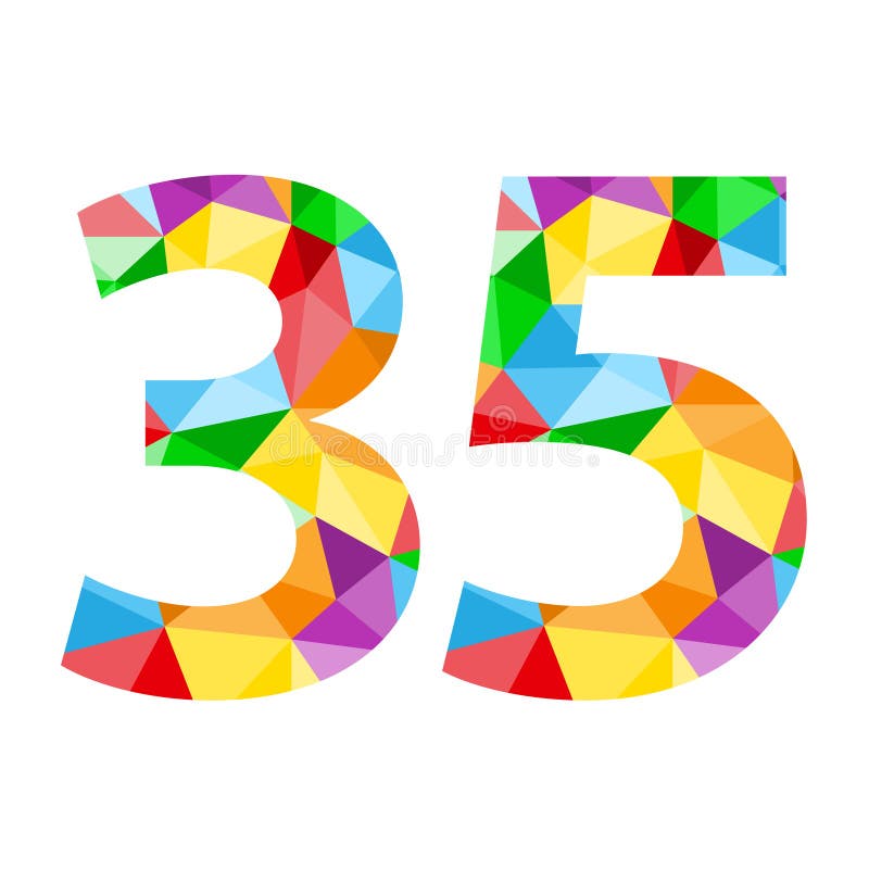 Number 35 Icon with Colorful Polygon Pattern Stock Vector ...