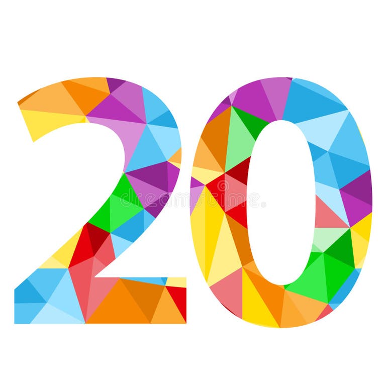 Number 20 Icon with Colorful Polygon Pattern Stock Vector ...
