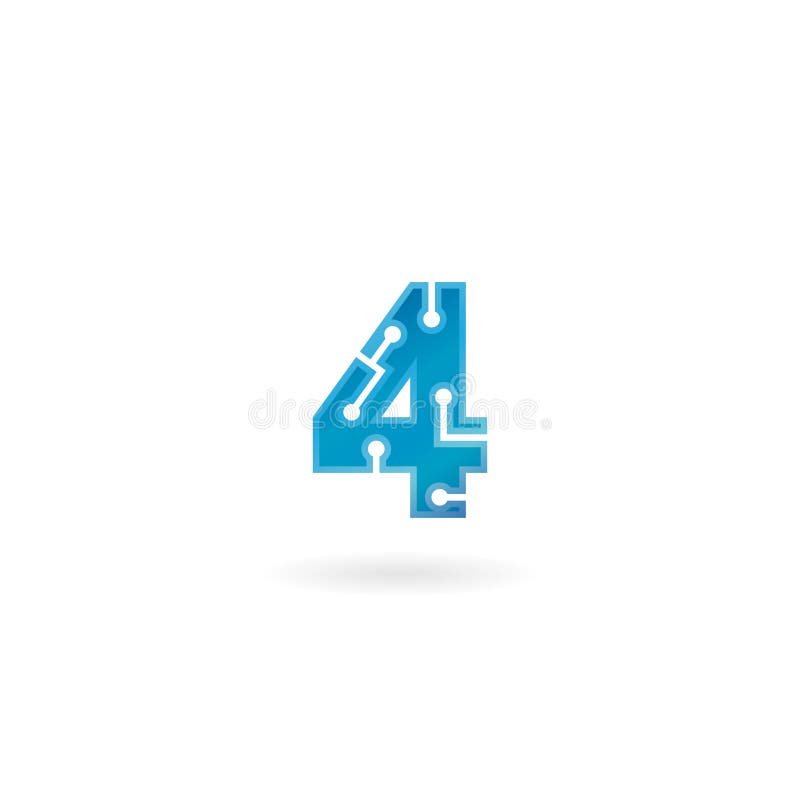 Number 4 Icon. Technology Smart Four Logo, Computer and Data Related ...