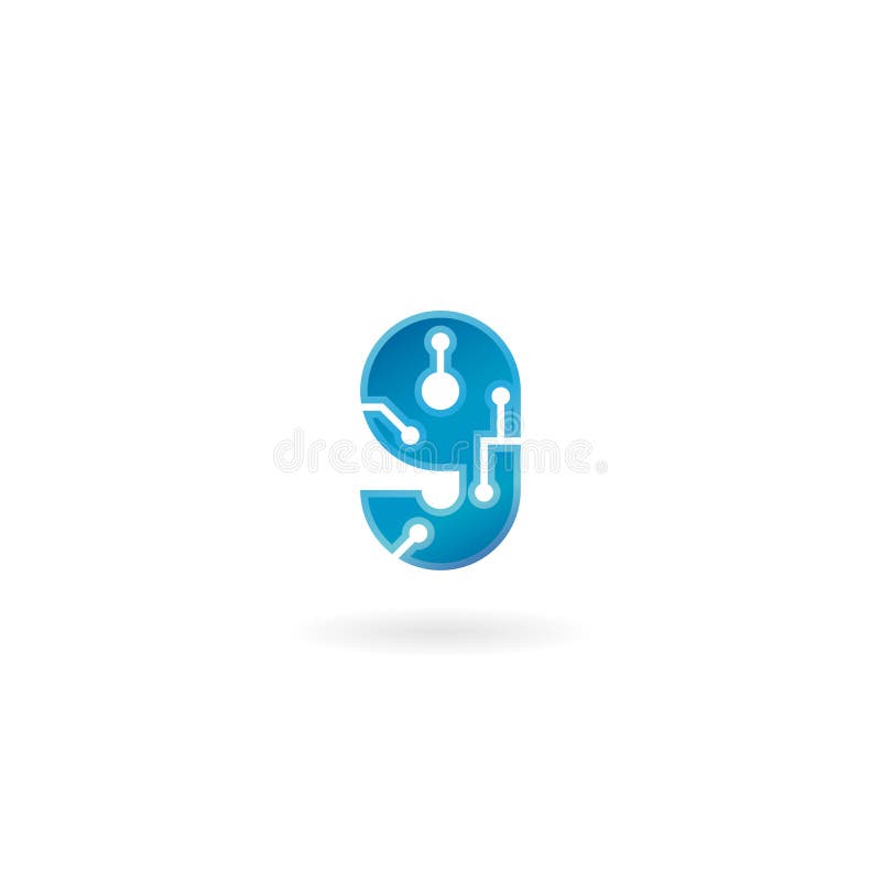Number 9 Icon. Technology Smart Nine Logo, Computer and Data Related ...