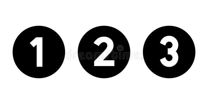123 Number Icon Vector. One, Two, and Three Symbols in Circle Line ...