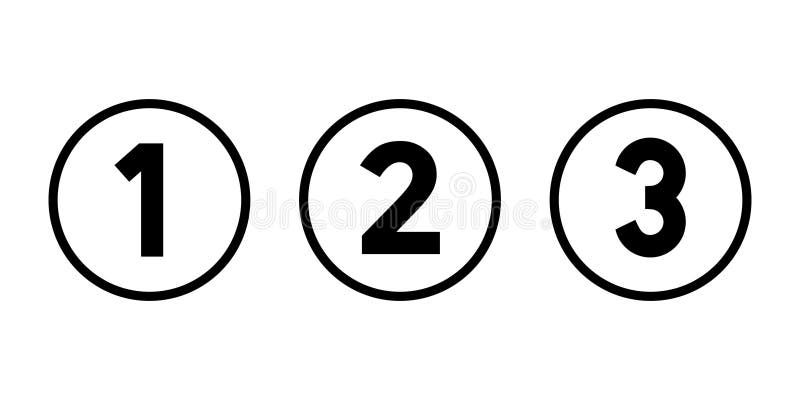 123 Number Icon Vector. One, Two, and Three Symbols in Circle Line ...