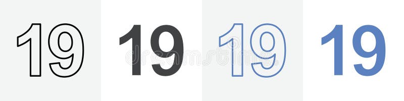 Number 19 Icon Vector Set Use for Web Stock Vector - Illustration of ...