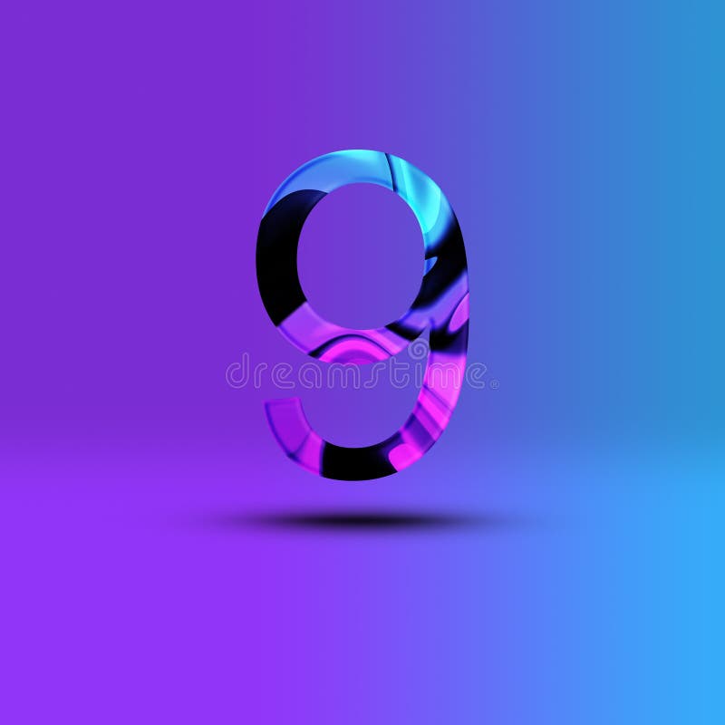 Number 9 Illustration . Creative Synthwave Cyberpunk Design Elements ...