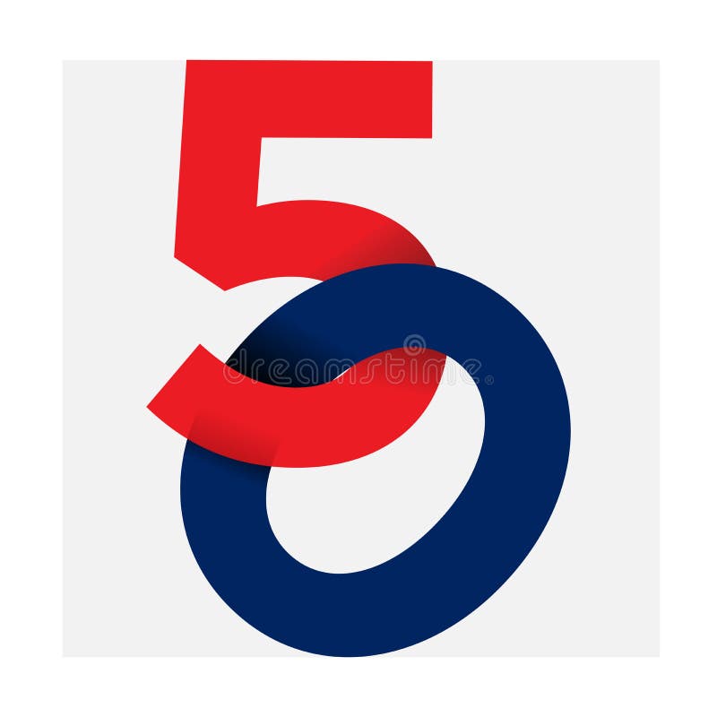 Number Illustration Isolated Logo_50 Red Blue Color in with Background ...