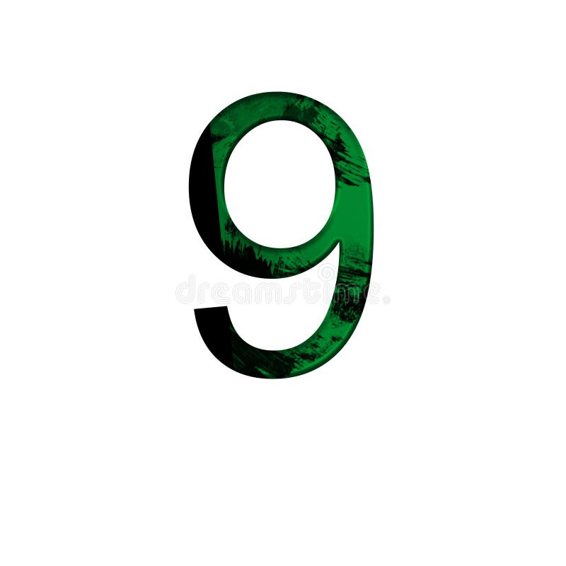 Number 9 Illustration on Isolated White Background.Abstract Green ...