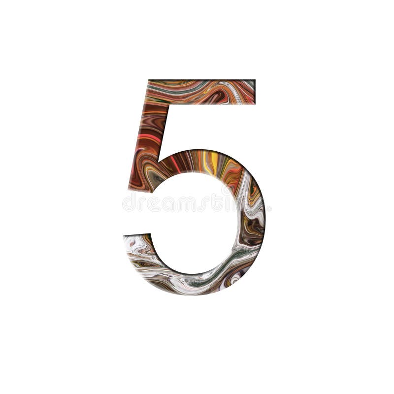 Number 5 Illustration - Painted Liquid Wave Style. Design Elements ...