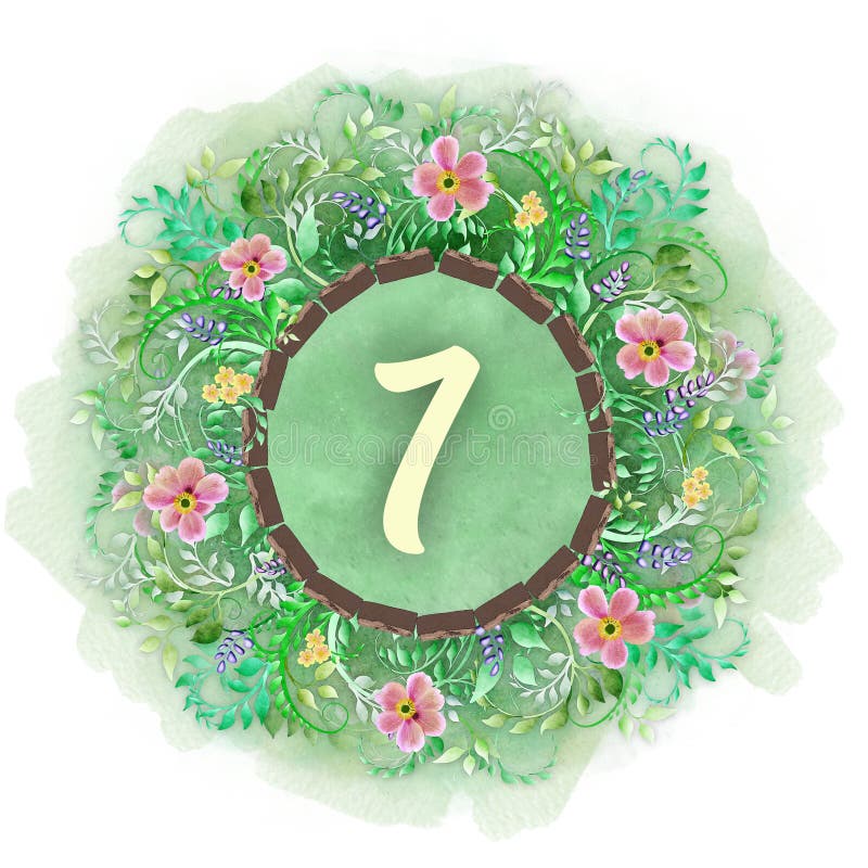 Number 7 Inside a Flower Patch Frame Editorial Stock Photo - Image of ...