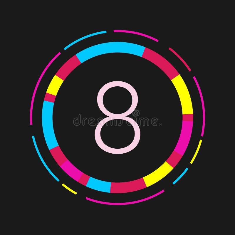 Number 8 Inside Modern Bright Colour Circle Frame Stock Vector ...