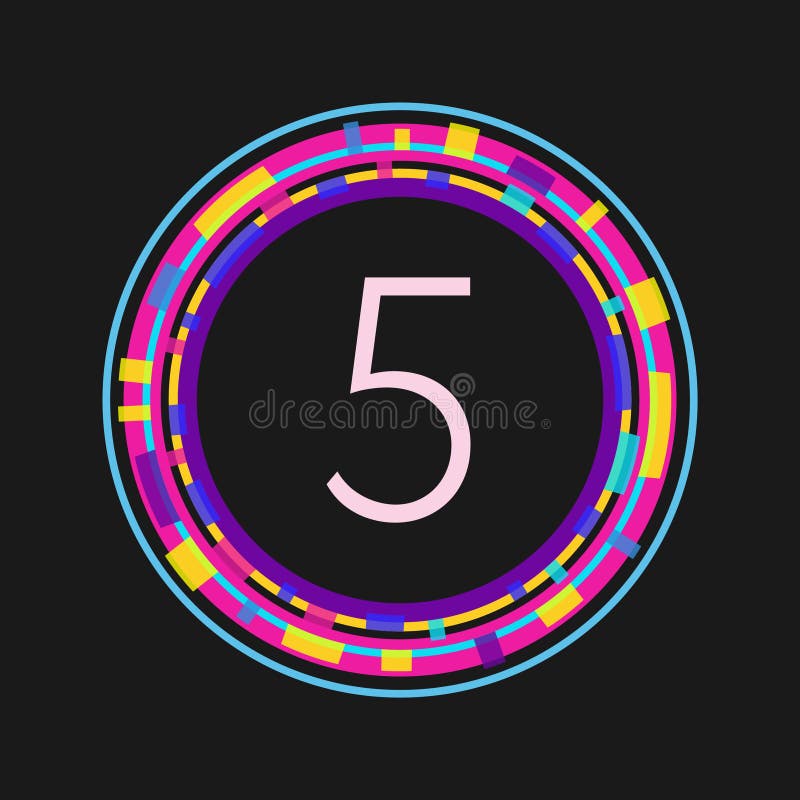 Number 5 Inside Modern Bright Colour Circle Frame Stock Vector ...