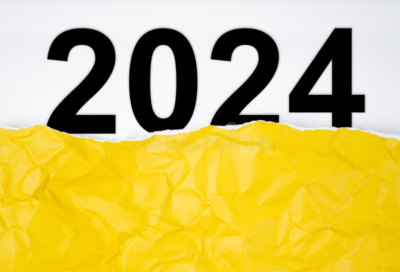The 2024 Number Inside Yellow Paper Torn. Preparation 2024 Year ...
