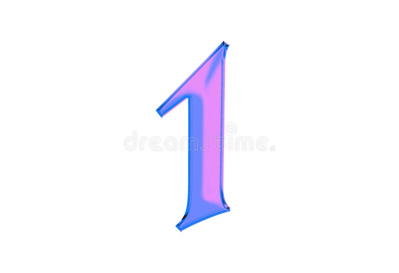 Number 1 Isolated on a White Background, Hologram Effect in Blue and ...
