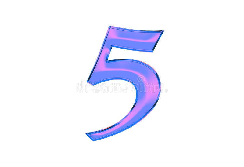 Number 5 Isolated on a White Background, Hologram Effect in Blue and ...