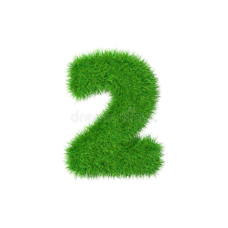Number 2 Made of Grass and Colorful Flowers, Spring Concept for Graphic ...