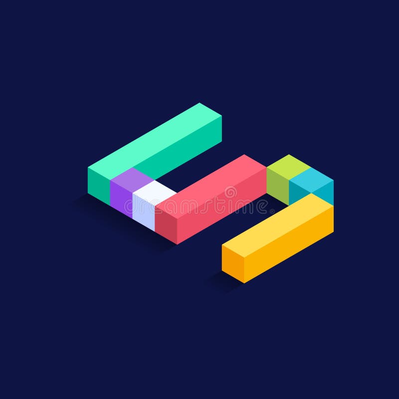 Number 5 Isometric Colorful Cubes 3d Design, Three-dimensional Letter ...
