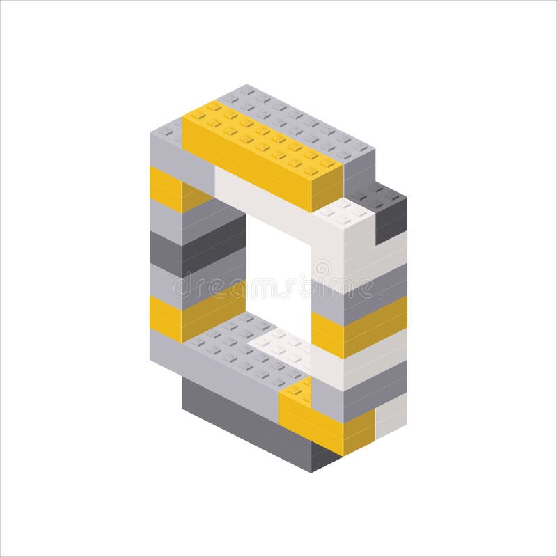 Number 0 in Isometric View Assembled from Plastic Blocks. Vector Stock ...