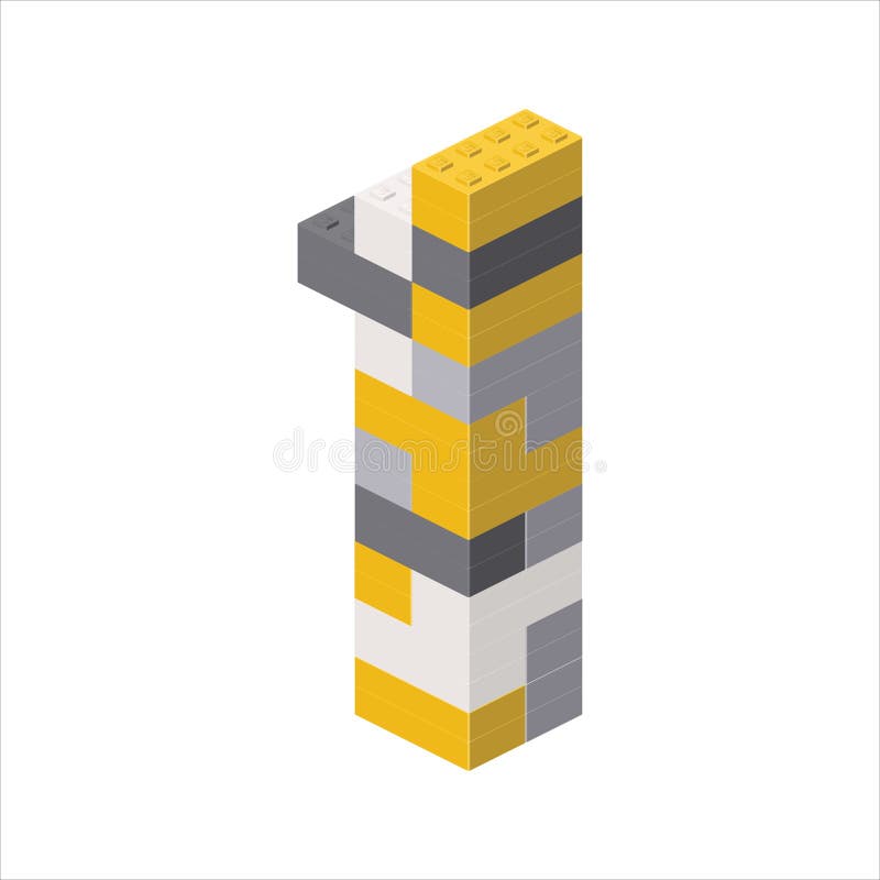 Number 1 in Isometric View Assembled from Plastic Blocks. Vector Stock ...