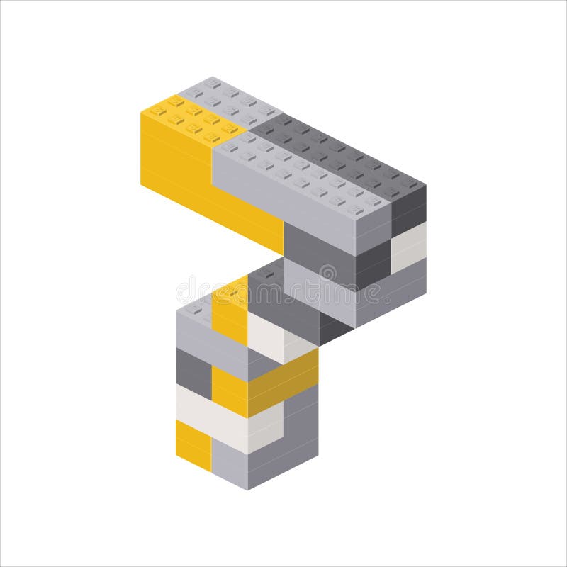 Number 7 in Isometric View Assembled from Plastic Blocks. Vector Stock ...