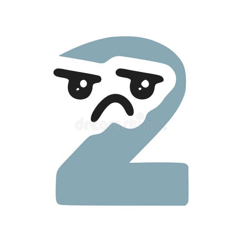 Number 2 Kawaii Character with Sad Face Stock Vector - Illustration of ...