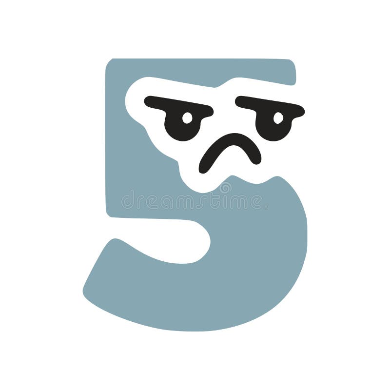 Number 5 Kawaii Character with Sad Face Stock Vector - Illustration of ...