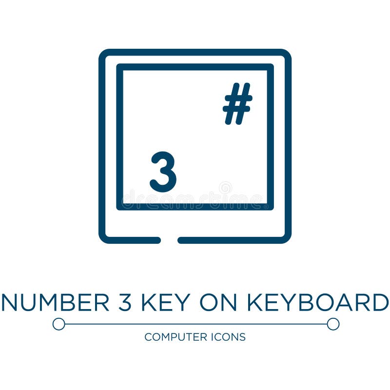 Number 3 Key on Keyboard Icon. Linear Vector Illustration from Computer ...