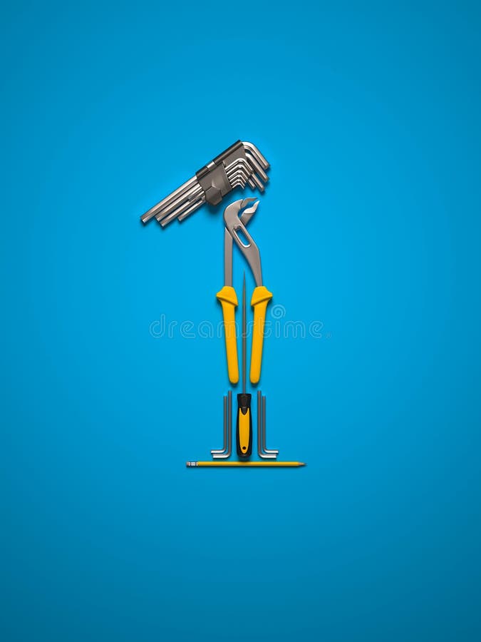 The "1" Number Laid Out of Construction Tools. a Part of 0-9 Set. Stock ...