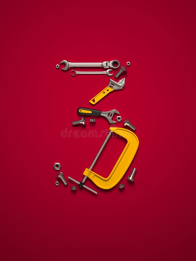 The "3" Number Laid Out of Construction Tools. a Part of 0-9 Set. Stock ...