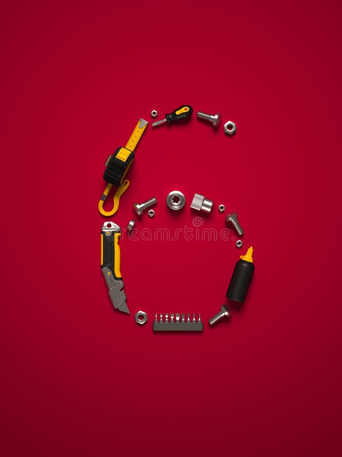The "6" Number Laid Out of Construction Tools. a Part of 0-9 Set. Stock ...