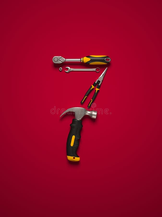 The "7" Number Laid Out of Construction Tools. a Part of 0-9 Set. Stock ...