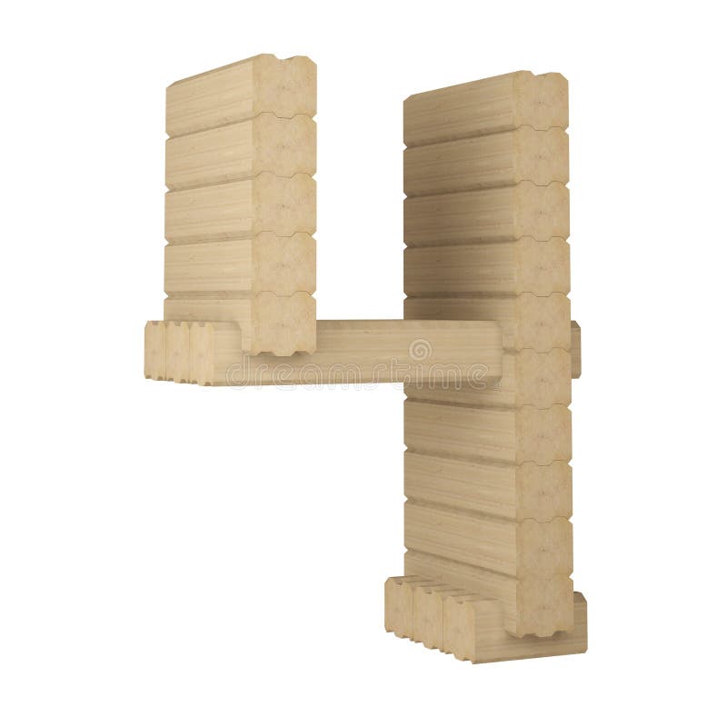 Number 4 from Laminated Veneer Lumber Stock Illustration - Illustration ...